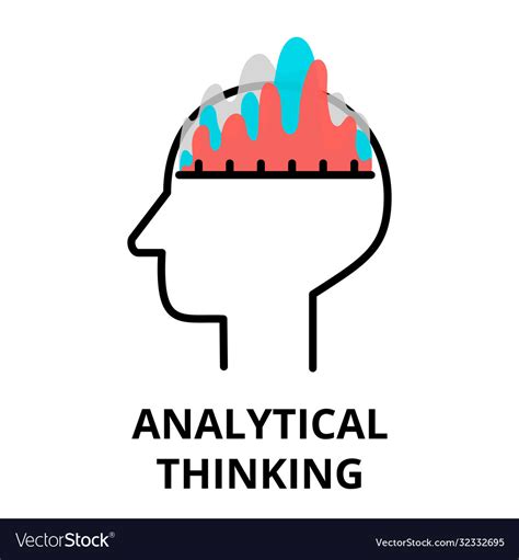 Analytical Thinking Icon Flat Thin Line Royalty Free Vector