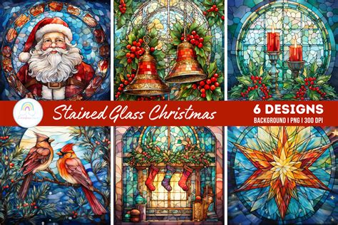 Stained Glass Christmas Backgrounds Graphic By Rainbowtown · Creative