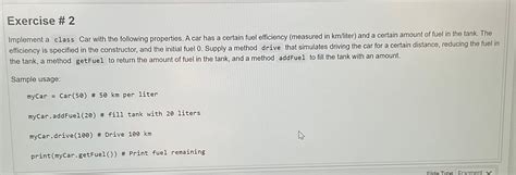 Solved Implement A Class Car With The Following Properties Chegg
