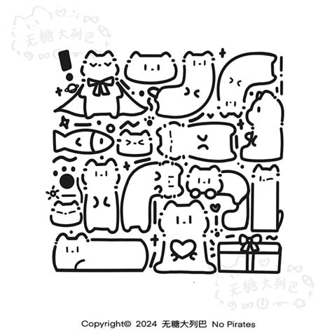 简笔涂鸦 俄罗斯方块猫 小红书 花瓣网