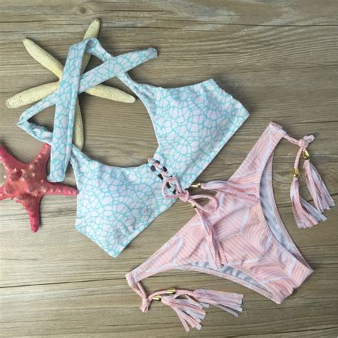 Hot Brazilian Bikinis Con Flecos Swimsuit Bandage Biquine Women 2017