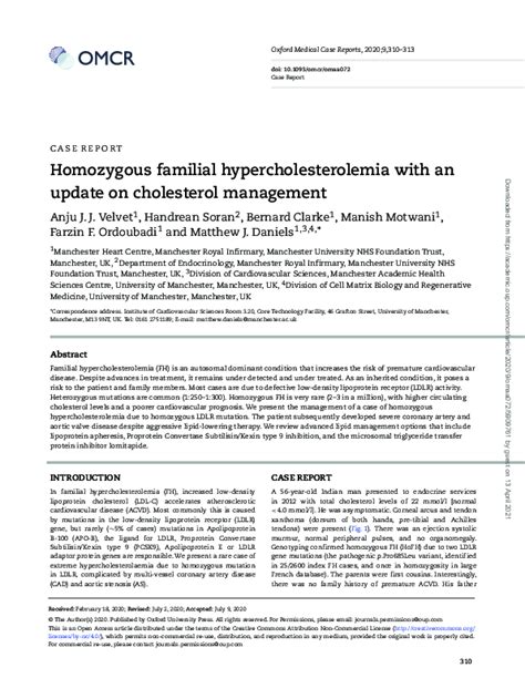 Pdf Homozygous Familial Hypercholesterolemia With An Update On