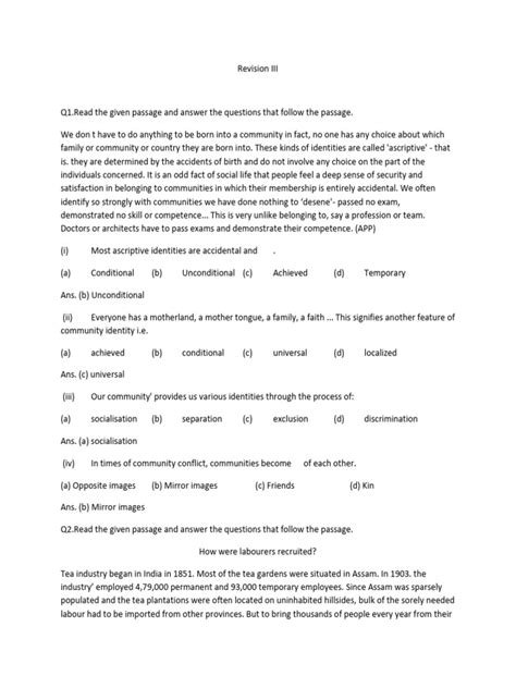 Revision Paper Iii Answer Pdf Minority Group Identity Social Science
