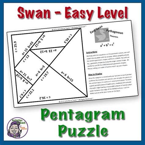 Middle School Math Pythagorean Theorem Pentagram Puzzle Swan Easy