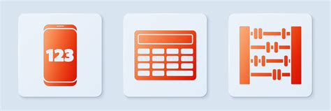 Set Calculator Mobile Calculator Interface And Abacus White Square