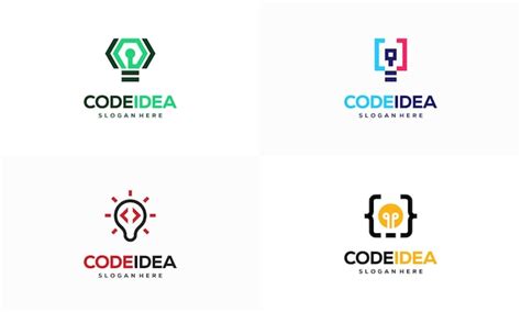 Premium Vector Set Of Code Idea Logo Designs Concept Vector Programmer Logo Symbol Icon