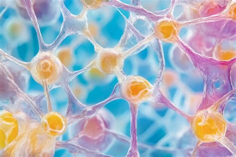 Colorful Abstract Representation Of Cell Structures Under A Microscope