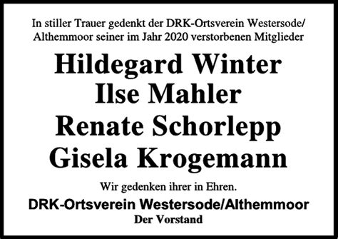 Hildegard Winter Ilse Mahler Renate Schorlepp Gisela Krogemann Gedenken Cuxhavener Nachrichten