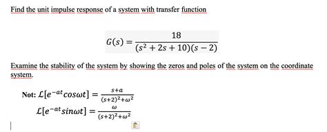 Solved Find The Unit Impulse Response Of A System With Chegg