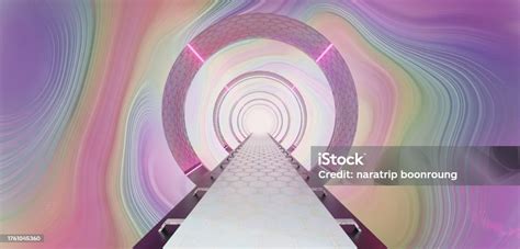 길고 어두운 터널 파이프 미래형 조명으로 공상 과학 터널 하이테크 터널 공상 과학 복도 하이퍼 루프 기술 파이프 레이저 광 터널 다채로운 3d 렌더링 0명에 대한 스톡 사진