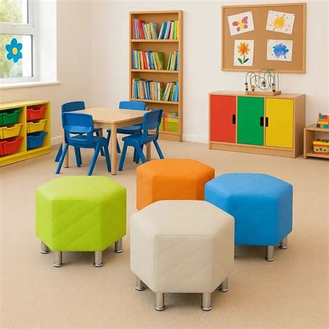 Hexagonal Quilted Seating Set Of 4school Seatingclassroom Seating