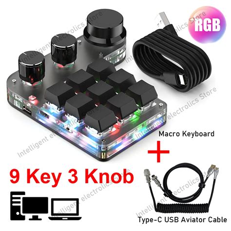 Custom Macro Keyboard RGB 9 Key 3 Knob Copy Paste Program Photoshop
