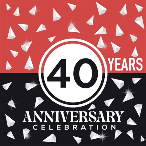 Celebrating 40th Years Anniversary Logo Design With Red And Black Background 20234406 Vector Art