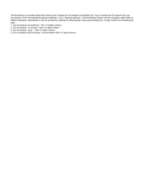 Activate Call Forwarding Service Pdf