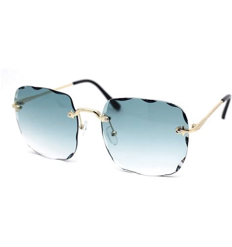 Womens Expose Bevel Lens Rectangular Butterfly Sunglasses Gold Green