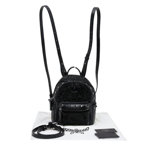 Mcm Black Leather X Mini Stark Crystal Embellished Backpack At 1stdibs