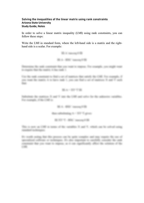 Solution Solving The Inequalities Of The Linear Matrix Using Rank