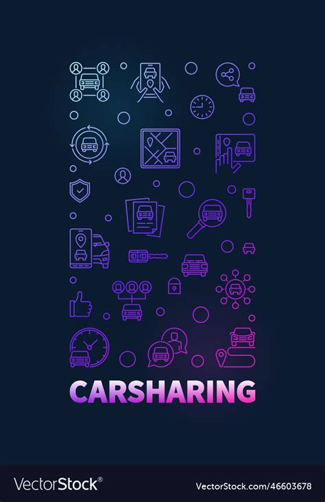 Carsharing Colored Outline Car Sharing Concept Vector Image