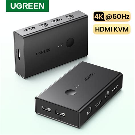 UGREEN USB HDMI KVM Switch K Ultra HD HDMI Switcher Box For Sharing Monitor Lazada Singapore