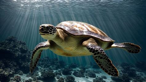 Premium Photo A Graceful Sea Turtle Glides Through The Crystal Clear