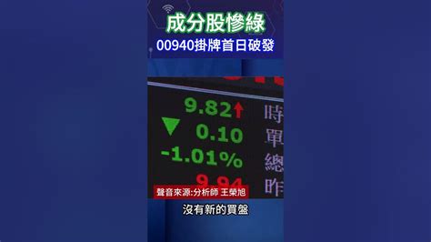 成分股慘綠 00940掛牌首日破發shorts Youtube