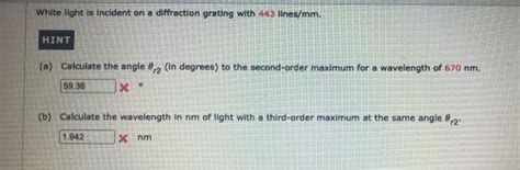Solved Three Discrete Spectral Lines Occur At Angles Of