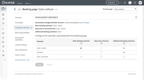 Booking Pages Associated Calendars Legacy Oncehub