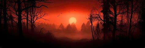 어두운 숲의 일몰 풍경 Ai가 생성한 아름답고 자연스러운 풍경 프리미엄 사진