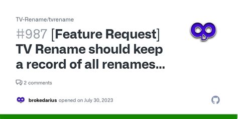 Feature Request Tv Rename Should Keep A Record Of All Renames And