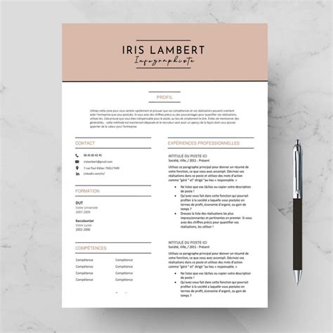 Word CV Template Editable Cover Letter In Word Writing Etsy