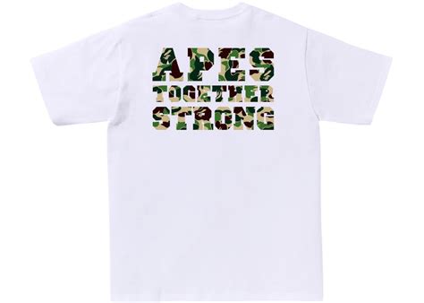 Bape Abc Camo College Ats Tee Whitegreen Mens Ss25 Us
