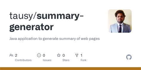 Github Tausysummary Generator Java Application To Generate Summary