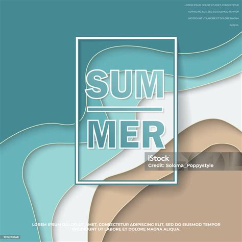 종이로 여름 배너에 푸른 바다와 해변 여름 배경 프레임을 잘라 종이 컷 스타일 배너 전단지 포스터 또는 웹 사이트 디자인 벡터 일러스트 레이 션 Eps10 3차원 형태에