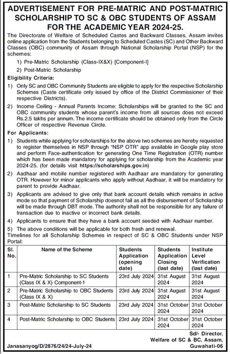Apply Online Sc Scholarship 2024 Pre Matric And Post Matric