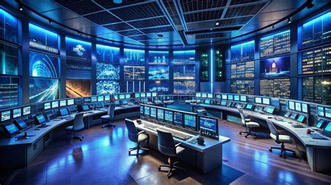 Advanced Data Center Monitoring A Sleek Control Room Overseeing Global Network Performance Stock