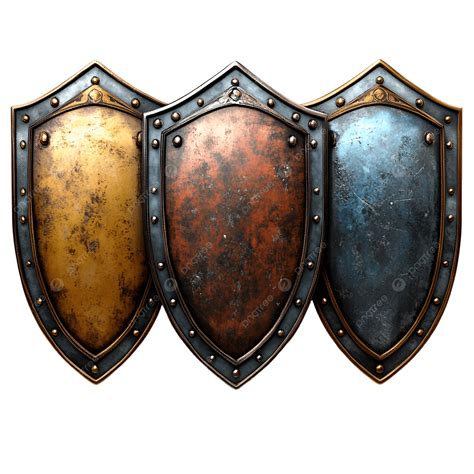 환상의 역사 테마를위한 녹슬고 풍화 된 질감을 가진 중세 금속 방패 세트 중세 L 방패 녹슨 방패 풍화된 방패 Png 일러스트 및 이미지 에 대한 무료 다운로드
