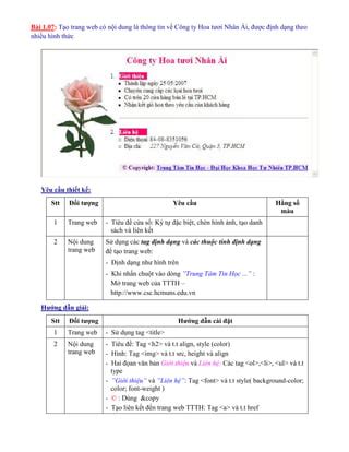 Bài tập HTML CSS PDF