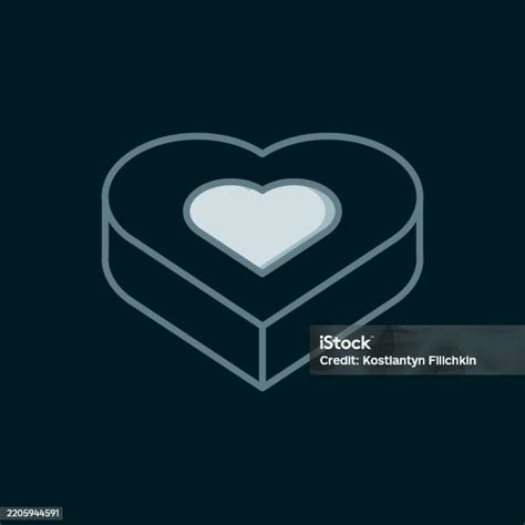 라인 사탕 에 심장 모양의 상자 아이콘 검은 배경에 고립되어 있습니다 발렌타인 그림자가 있는 평평하게 채워진 윤곽선 스타일입니다 벡터 2월에 대한 스톡 벡터 아트 및 기타