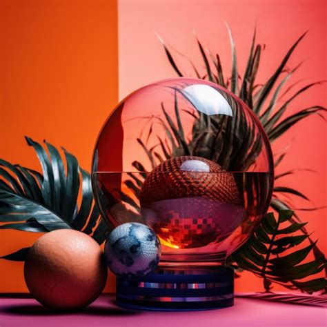 Premium Photo A Glass Bowl Filled With Fruit Next To A Plant