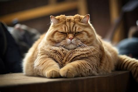 Premium Ai Image A Lazy Chubby Funny And Overweight Cat Generative Ai