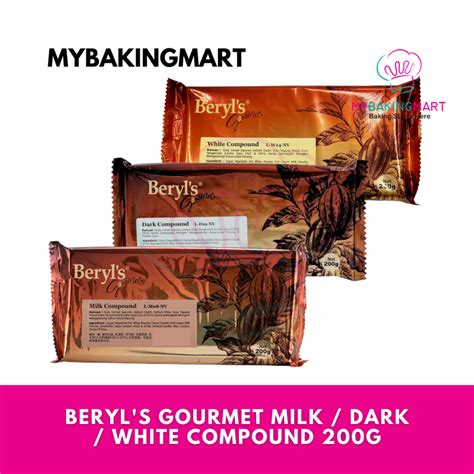 Beryls Gourmet Milk Dark White Chocolate Compound Bar 200g