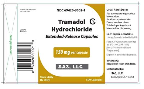 Tramadol Capsules Fda Prescribing Information Side Effects And Uses