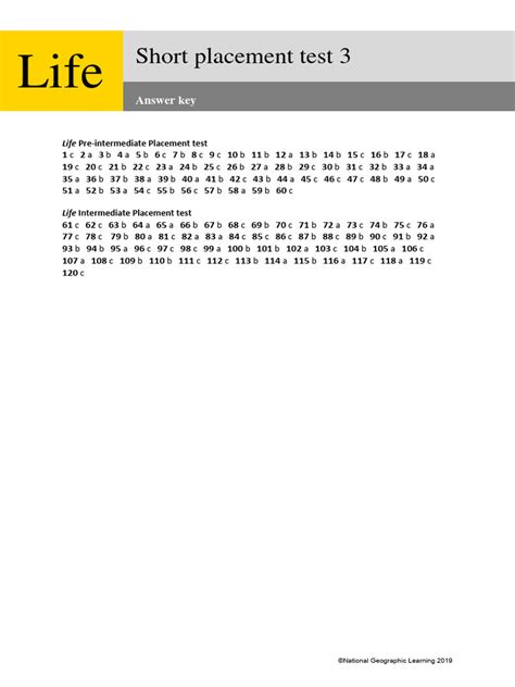 pre int intermediate placementtest answer key pdf