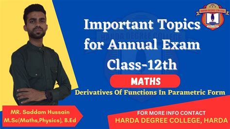class 12 maths derivatives of functions in parametric form