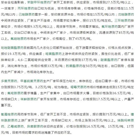 19年5月底国内农药原药杀菌剂价格走势农药价格农资网