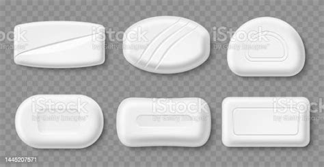 흰색 비누 막대 현실적인 위생 제품 모형 다른 모양 평면도 항균 스파 세척 화장품 목욕 요소 3d 격리 요소 스킨 케어 클렌저 발자국 벡터 세트 3차원 형태에 대한 스톡
