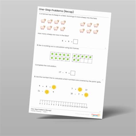 year 1 one step problems recap reasoning and problem solving resource