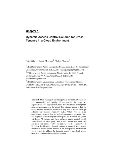 pdf dynamic access control solution for cross tenancy in a cloud