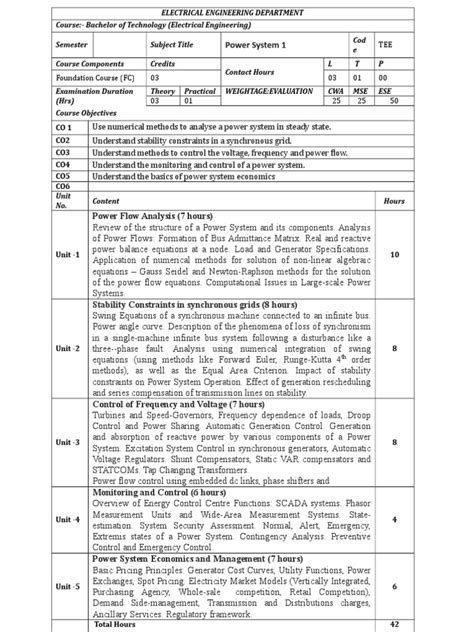 Power System 1 Co1 Co2 Co3 Co4 Co5 Co6 Pdf Electric Power System