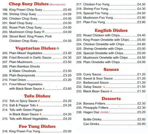 Menu At Hings Fast Food Sidcup 151 Station Rd
